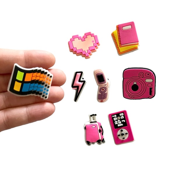 Accessories | Tech Girl 9s Y2k Pink Tone Girly Shoecroc Charm 8 Piece ...